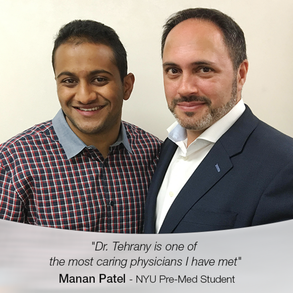 Manan's gratitude to Dr. Tehrany - Manhattan Orthopedic Care
