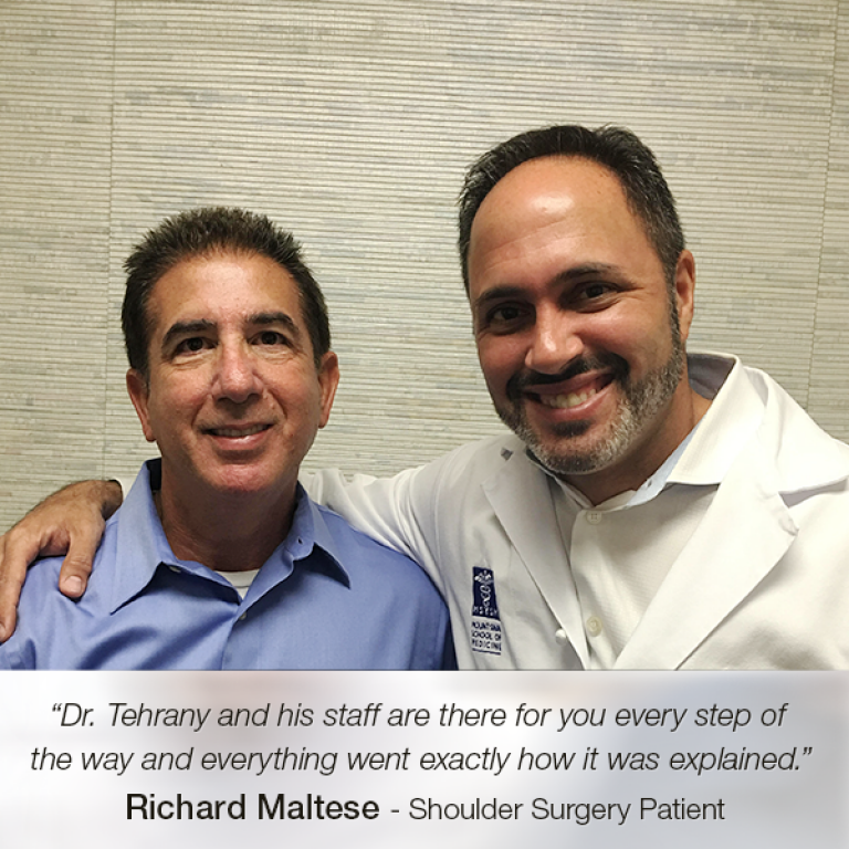 Richard Maltese praises Dr. Tehrany after his rotator cuff tear